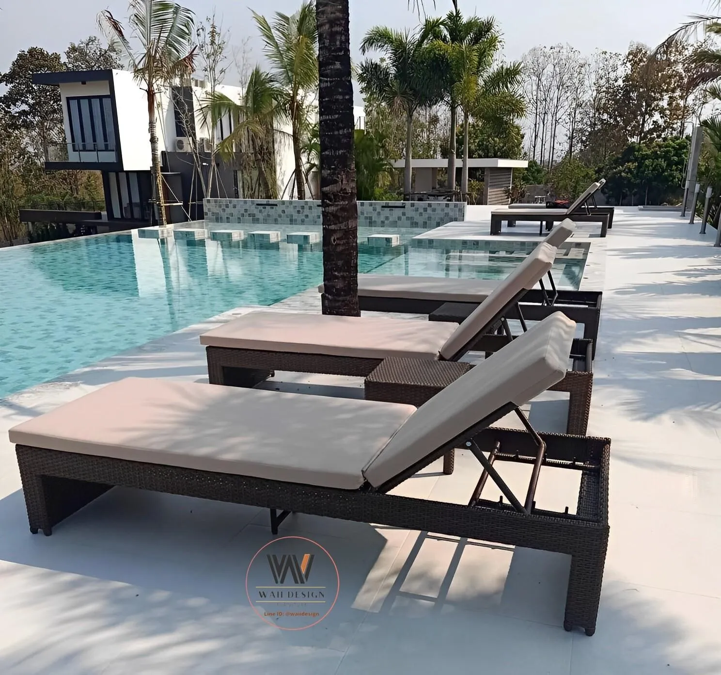 เตียงสระน้ำหวายเทียม Sunbed-SB-005 - waiidesign.com