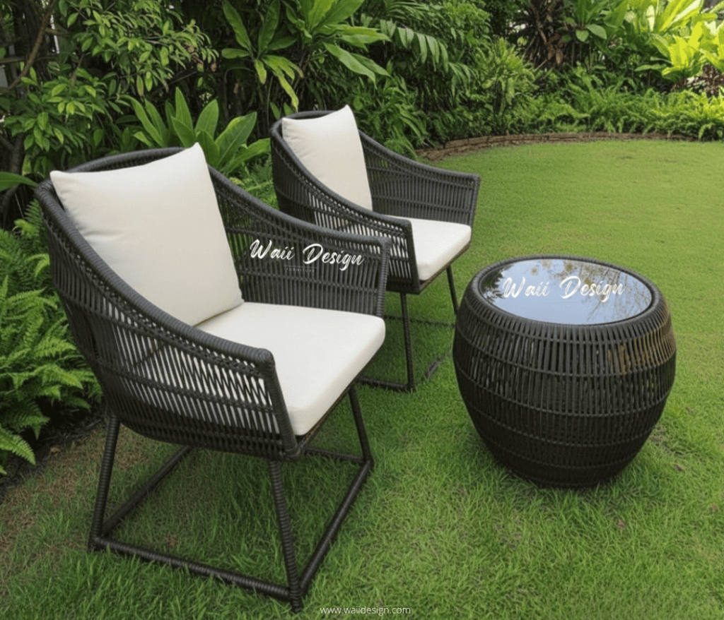 ชุดระเบียงหวายเทียม Coffee set ST-025 - waiidesign.com